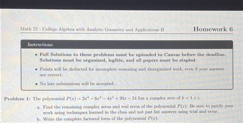 Solved Math 22 ﻿college Algebra With Analytic Geometry And