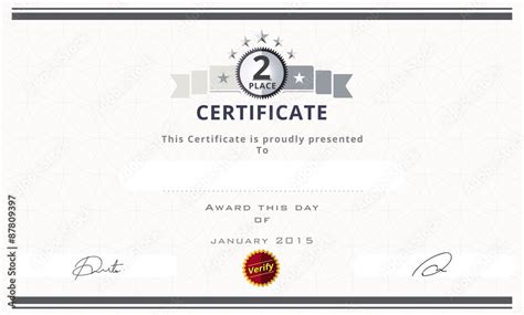 Certificate Template With Second Place Concept Certificate Bord Stock