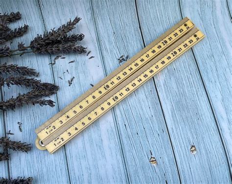 Vintage Plastic Ivory Extendable Folding Rule Metric And Imperial