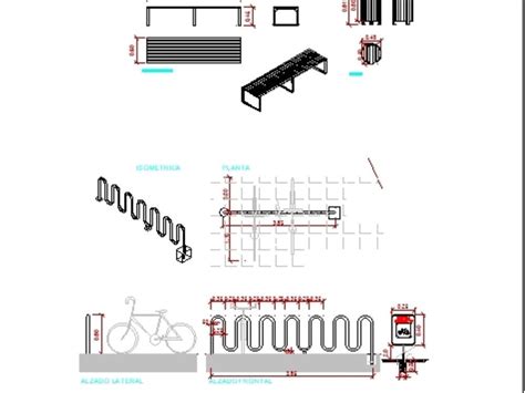 Mobiliario Urbano Con Estacionamiento Para Bicicletas Y Bancos Con