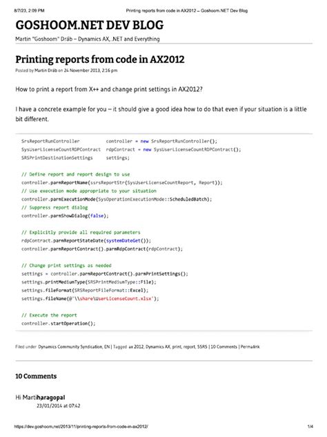 Printing Reports From Code In Ax2012 Pdf