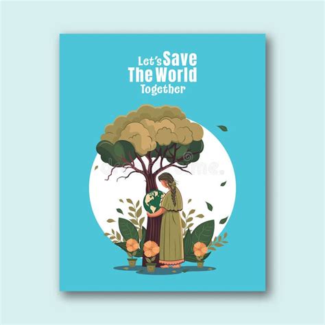 World Environment Poster With Woman Character Holding A Planet For Save