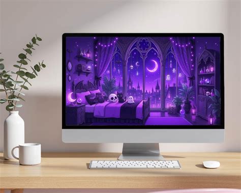 Cute Gothic Bedroom Animated Background Purple Spooky Room Kawaii