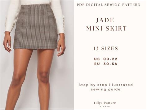 Mini Skirt Sewing Pattern High Waist Mini Skirt Pattern A Line Mini