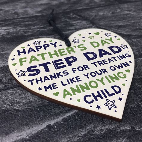 Step Dad Fathers Day Ts Wooden Heart Funny Fathers Day Card