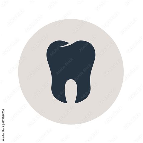 Icono Plano Muela En Circulo Gris Stock Vector Adobe Stock