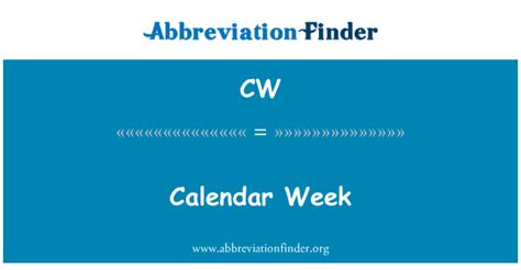 Cw Stands For Calendar Week Abbreviation Finder