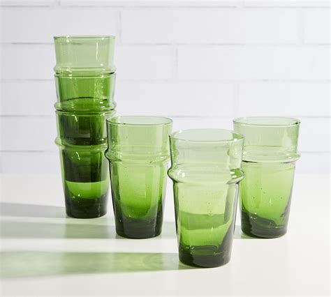 Moroccan Stackable Recycled Drinking Glasses Set Of 6 Pottery Barn