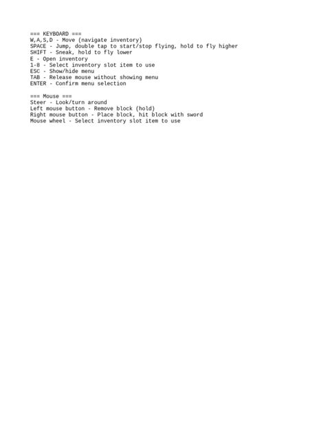 Minecraft Keyboard Shortcuts Guide Pdf
