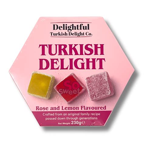 Rose And Lemon Flavoured Turkish Delight Box 230g Sosweet