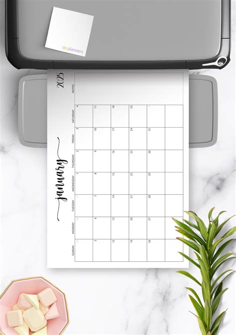Printable Monthly Calendar With Notes On Side