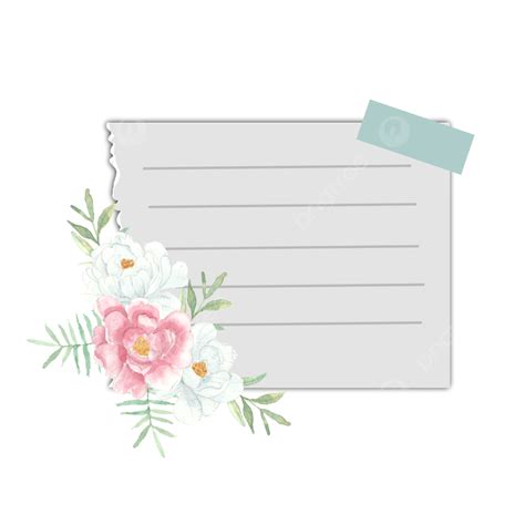 Romantic Watercolor Flowers Png Image Note Paper With Romantic Pink
