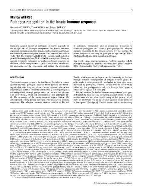 Pdf Pathogen Recognition In The Innate Immune Response