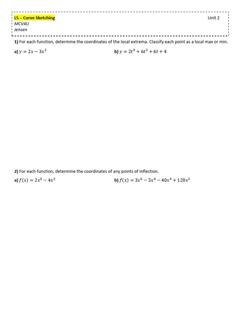 2 5 Curve Sketching Ws Pdf