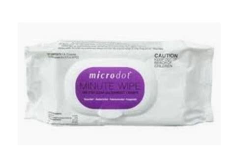 Wipe Surface Disinfectant Cleaner Microdot® Minute Alcohol Wipes 60p Beachwood Medical Supplies