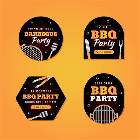 Free Vector Bbq Party Labels Template