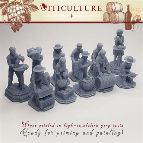 Viticulture Vineyard Workers Upgrade 36pcs Board Game Meeple Pieces