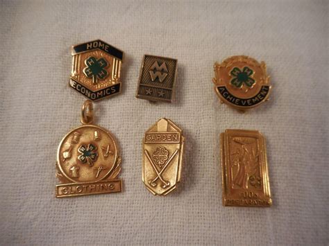 Vintage Lot Of Six 10k Gold Filled 4h 4 H Country Honor Lapel Pins