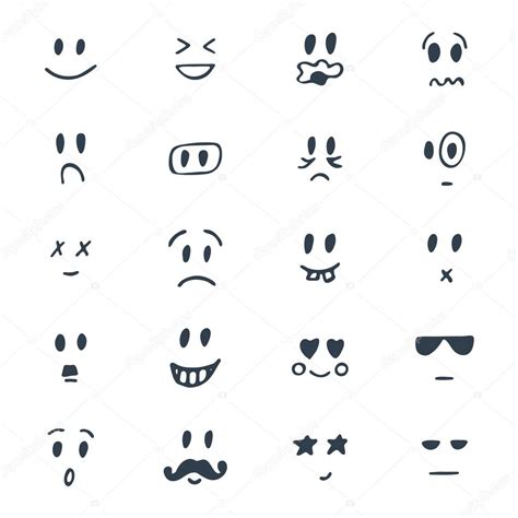Faccine Sorridenti Confuse Vettoriale Stockemoticon Sorridenti Vettore