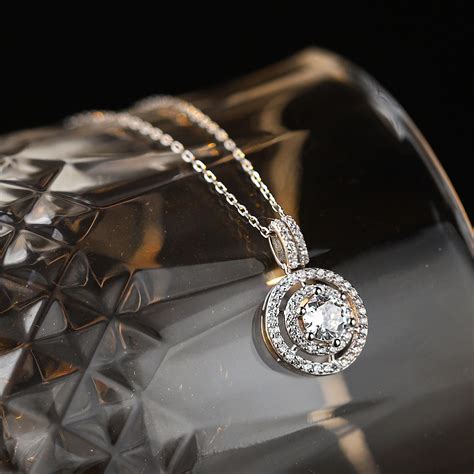 Sterling Silver Halo Round Cz Pendant Necklace Gemnations