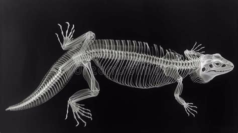 Lizard Skeleton Shown Against Dark Backdrop Highlighting Its Unique