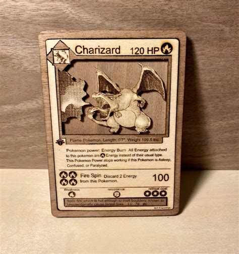Charizard 3d Wooden Pokemon Card Handcrafted T Laser Engraved