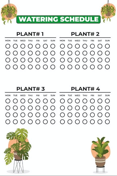 Plants Watering Schedule 🍃 Plant Watering Weekly Schedule Printable