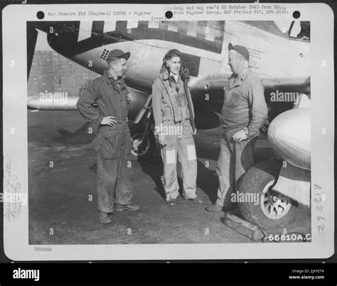 Lt Dufresne Pilot And Ground Crew Of The North American P 51 Mustang