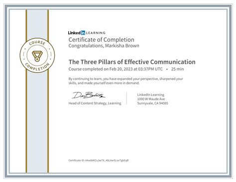 Markisha Brown On Linkedin Certificate Of Completion
