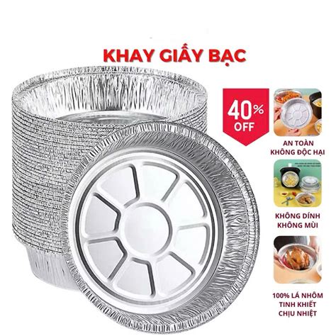 Set 20 Khay Giấy Bạc Lót Nồi Chiên Không Dầu Lò Nướng Khuôn Đĩa Nhôm