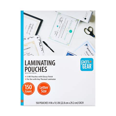Pen Gear Laminating Pouches 9 X 11 5 Letter Size Sheets 3 Mil 150 Count