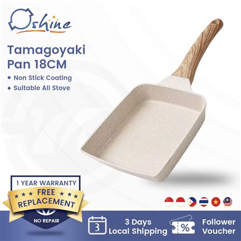 Oshine Non Stick Tamagoyaki Kawali Flat Frying Pan Egg Cooking Pan For Induction And Gas Stove