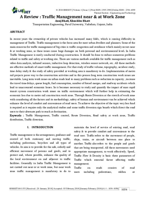 Pdf A Review Traffic Management Near And At Work Zone