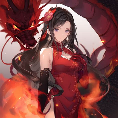 Anime Girl With A Dragon By Amenale On Deviantart