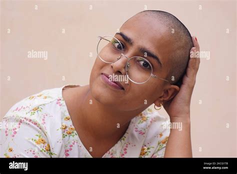 22 Year Old Varsha Kumawat Poses For A Photograph After Shaving Her