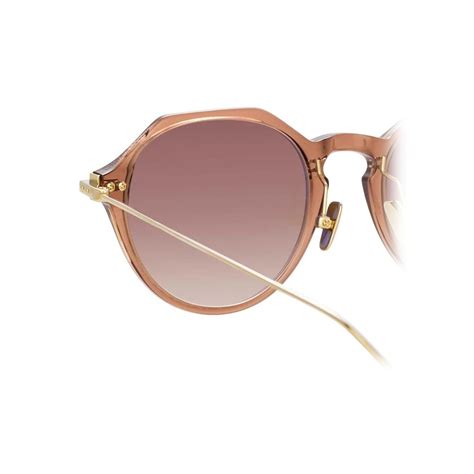 Linda Farrow Linear Wren C10 Angular Sunglasses In Tobacco