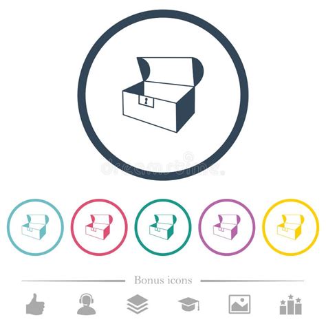 Leere Offene Kasse Flache Farbe Symbole In Kreisform Umrisse Vektor