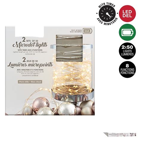 Set Of 2 163 X50 Led Microdot Lights Warm White Timer And 8