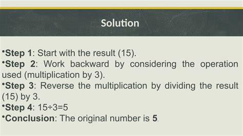 Work Backward Problem Solving Math Pptpptx