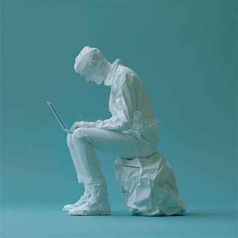 hacker programmer it worker man typing on laptop figure made of