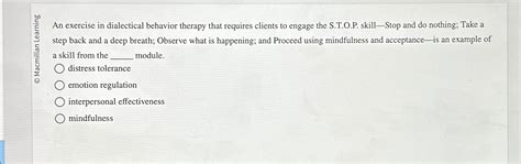 Solved An Exercise In Dialectical Behavior Therapy That