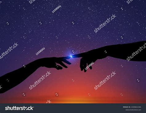 Hands Hands Cg On Starry Sky Stock Illustration 2335611341 Shutterstock