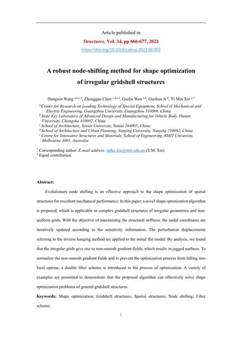 Pdf A Robust Node Shifting Method For Shape Optimization Of Irregular