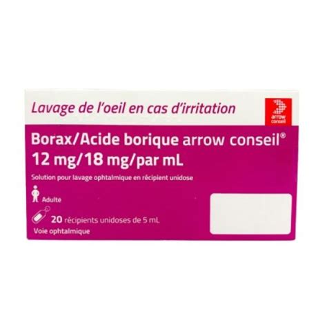 Boraxacide Borique Arrow Collyre Unidoses 5ml X20 Lavage Oculaire