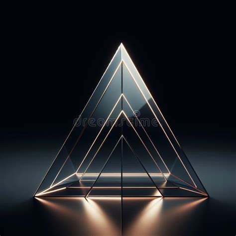 Pyramid With Refraction And Holographic Effect Light On Dark Background