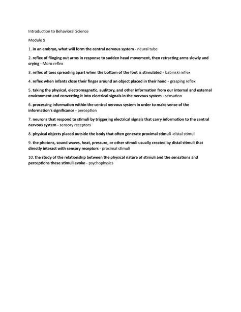 Introduction To Behavioral Science Module 9 Studocu