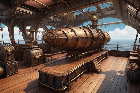 Premium Photo Steampunk Airship Deck 3d Background