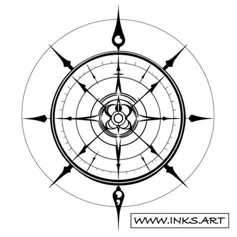 Tattoo Design Half Compass With Iconic Symbols Style Minimalist