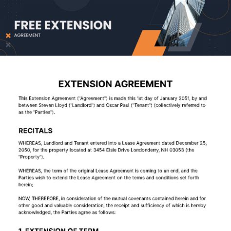 Free Extension Agreement Template To Edit Online