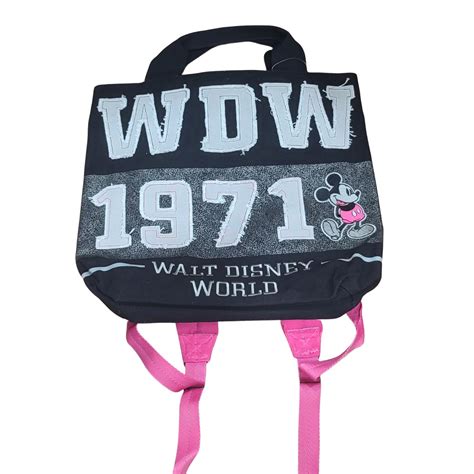 Disney Backpack Bag Walt Disney World 1971 Pink And Black Tote